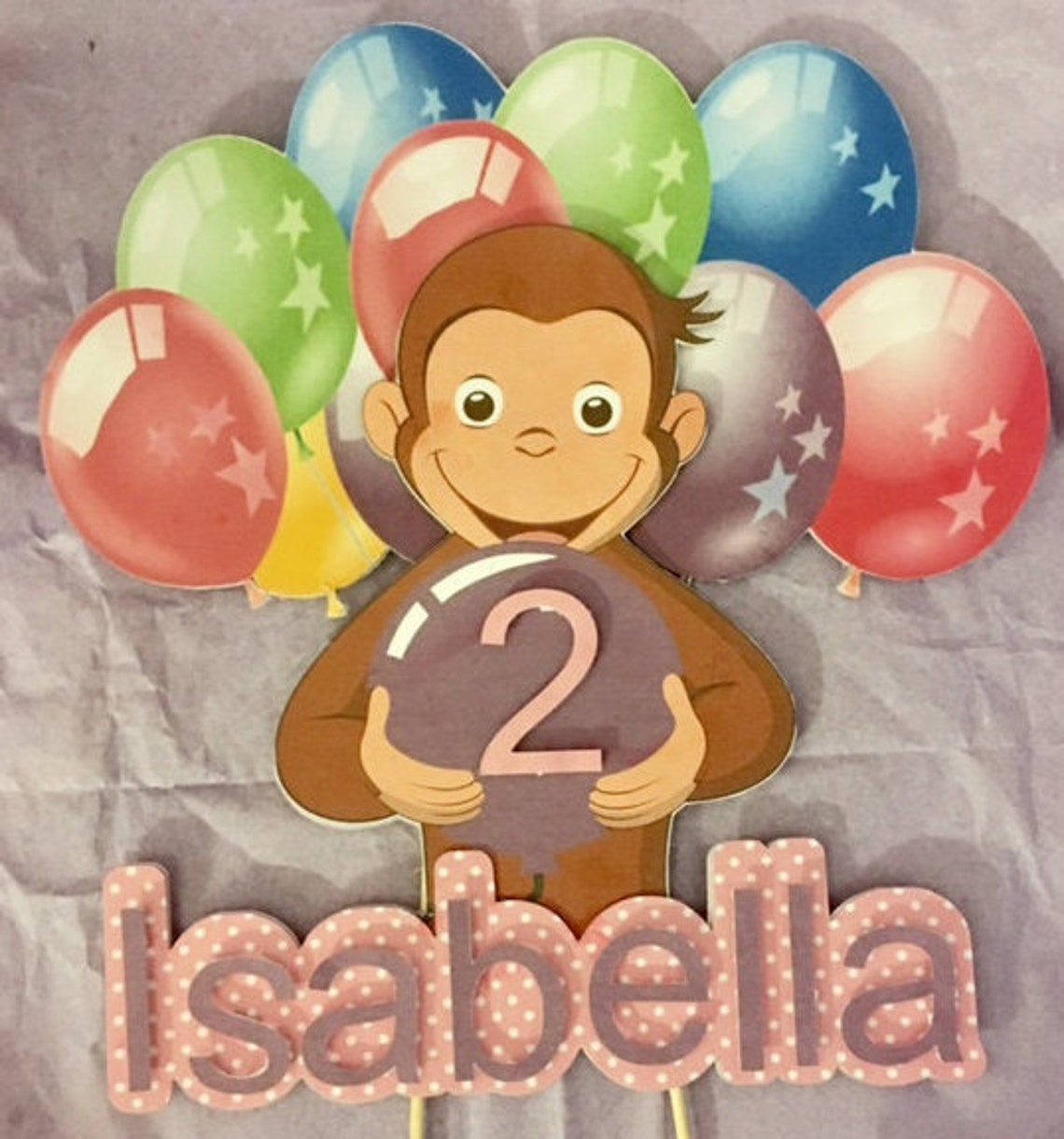 Curious George Cake Topper /personalized/ Girl - Etsy