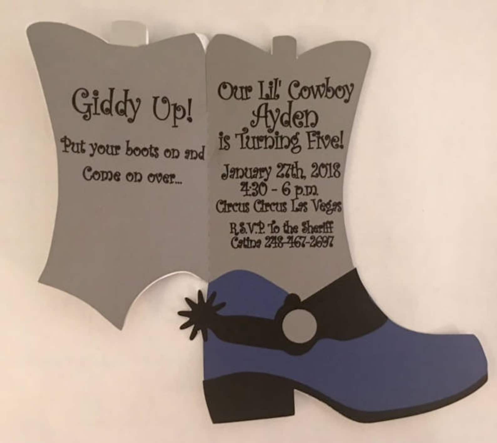 Cowboy Boot Invitation/western Party Invite Set of 12 With Envelopes ...
