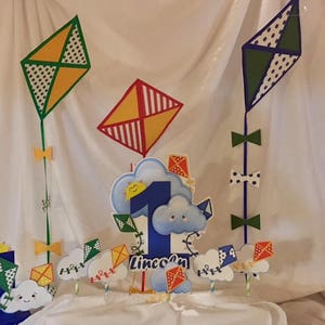 Kite Cupcake Toppers -set of 12 /cupcake Topper Kite/colorful Straws - Etsy