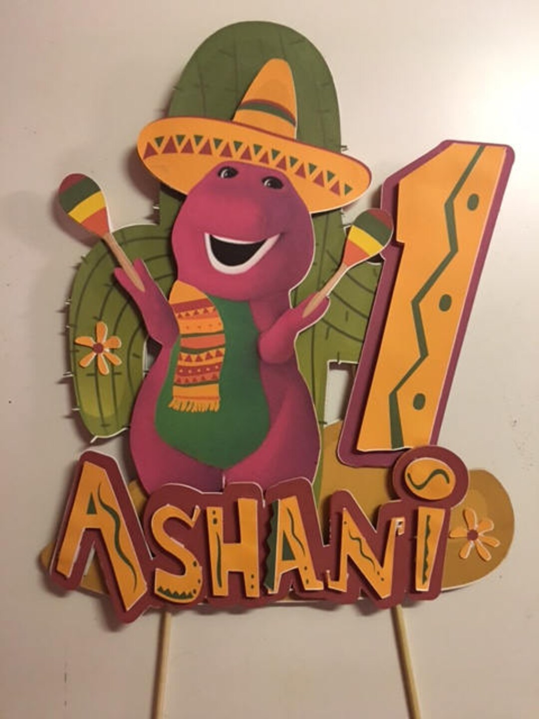 Barney Fiesta Cake Topper: Personalized Birthday Party Decor - Etsy