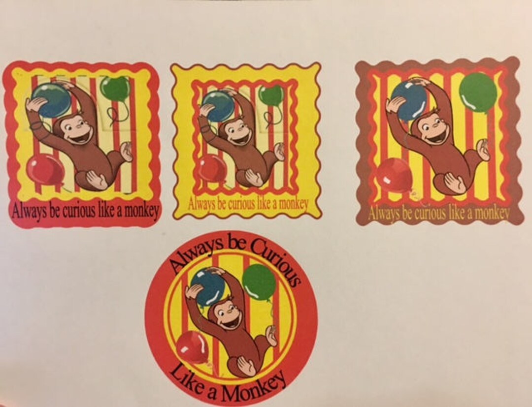 Curious George Stickers/ Party Favors/kids Stickers - Etsy