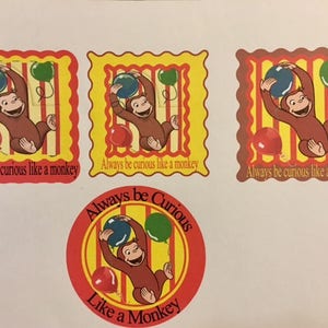 Curious George Stickers/ Party Favors/kids Stickers - Etsy