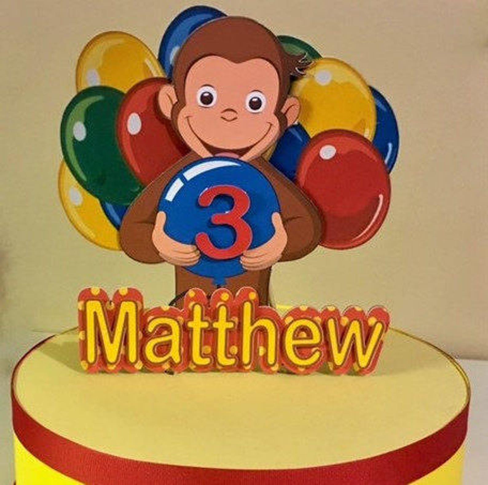 Curious George Cake Topper/personalized Topper | Etsy