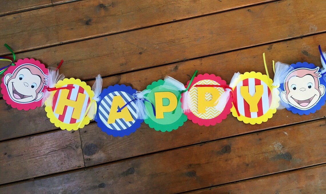 Curious George Birthday Banner - Etsy