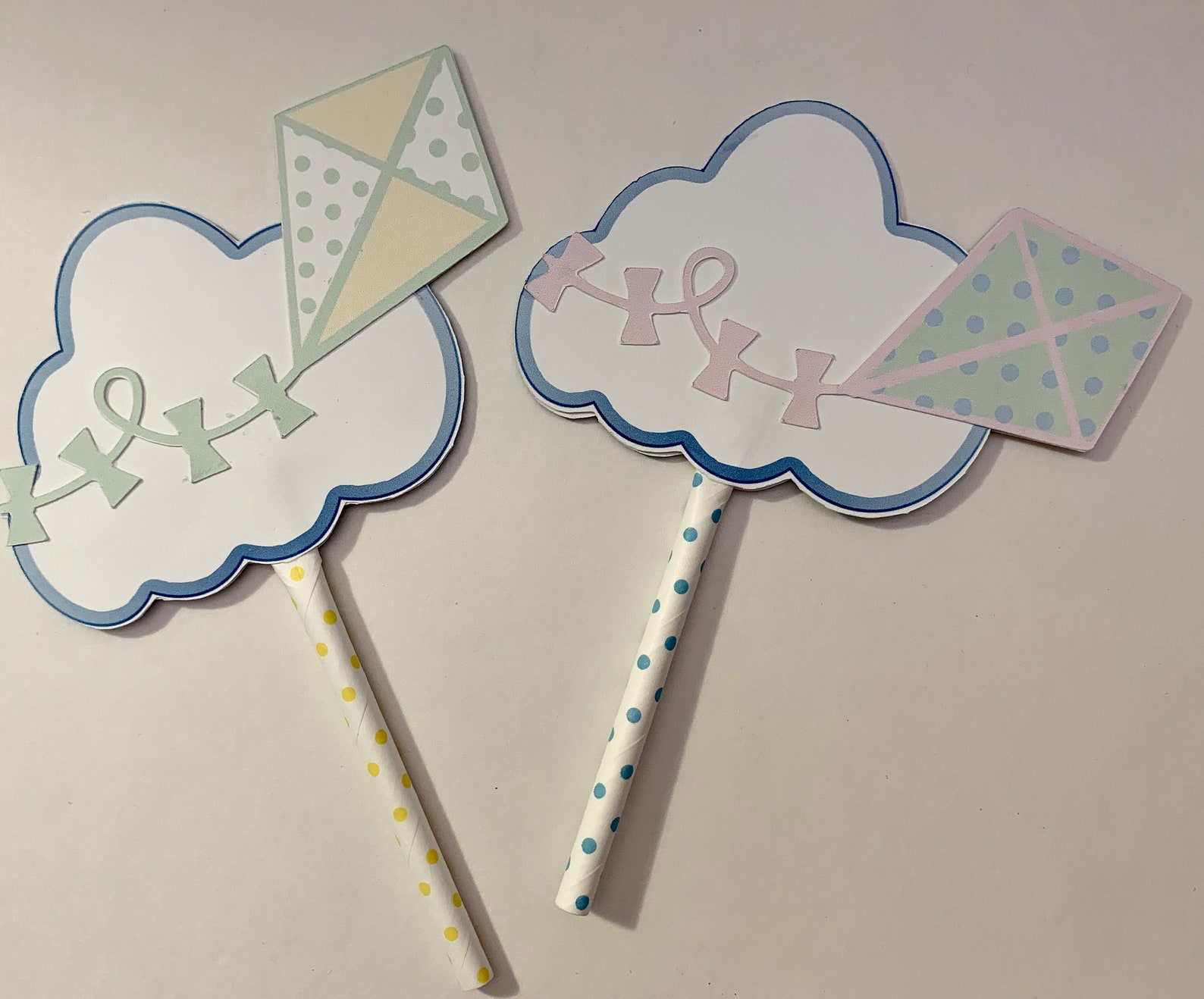Kite Cupcake Toppers/12 Cupcake Toppers With Kite and | Etsy