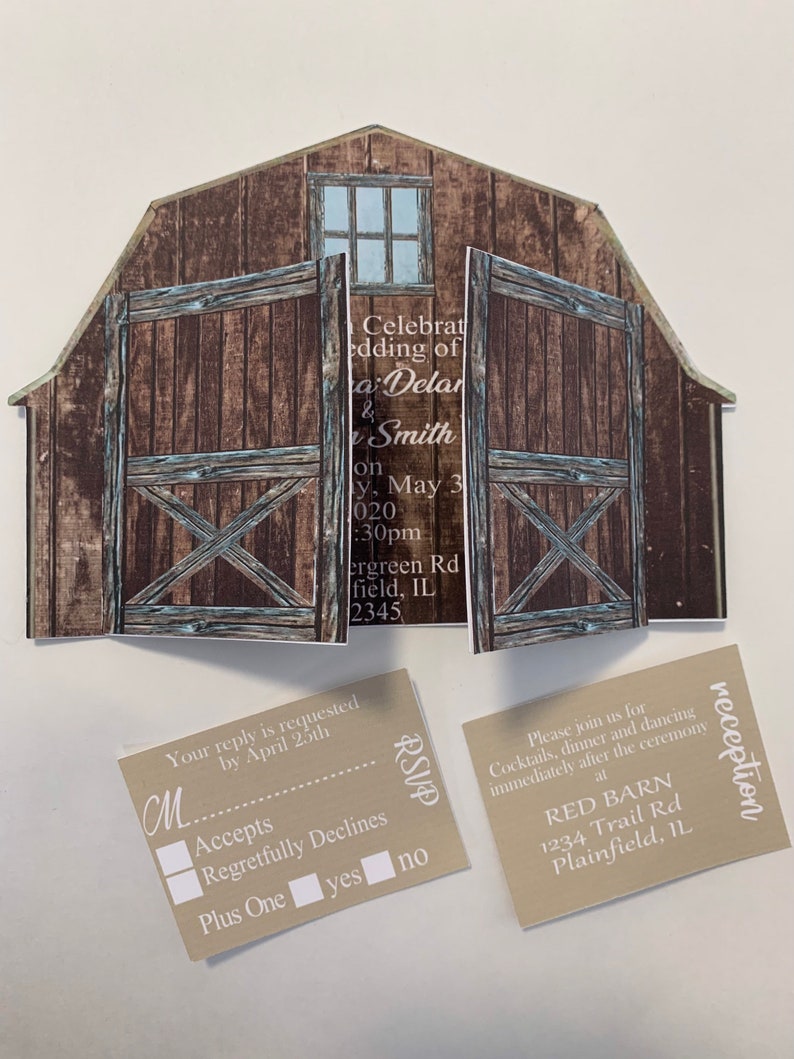 Barn Wedding Rustic Invitation Set/barn Wedding Invitation/rustic Barn ...