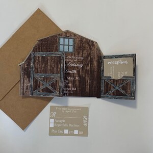 Barn Wedding Rustic Invitation Set/barn Wedding Invitation/rustic Barn Wedding Invitation With ...