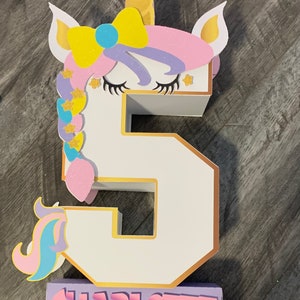 Unicorn Number Prop/unicorn With Gold Glitter Paper and Pastel/age ...