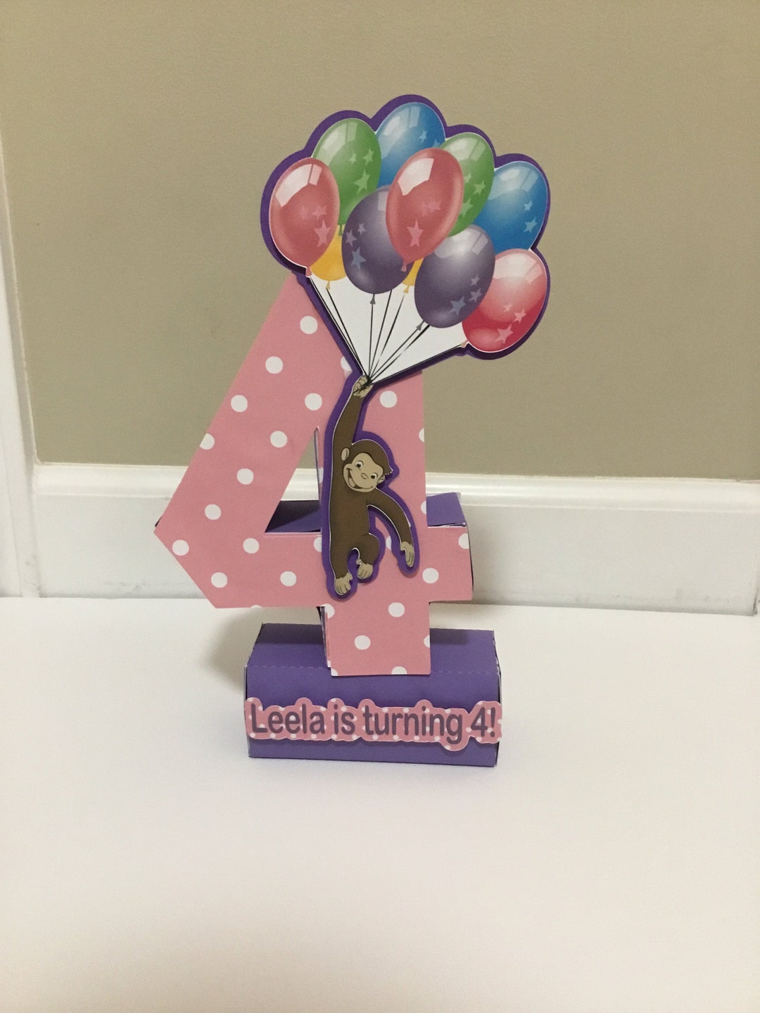 Curious George Birthday Number Prop, Pink & Purple Decor - Etsy