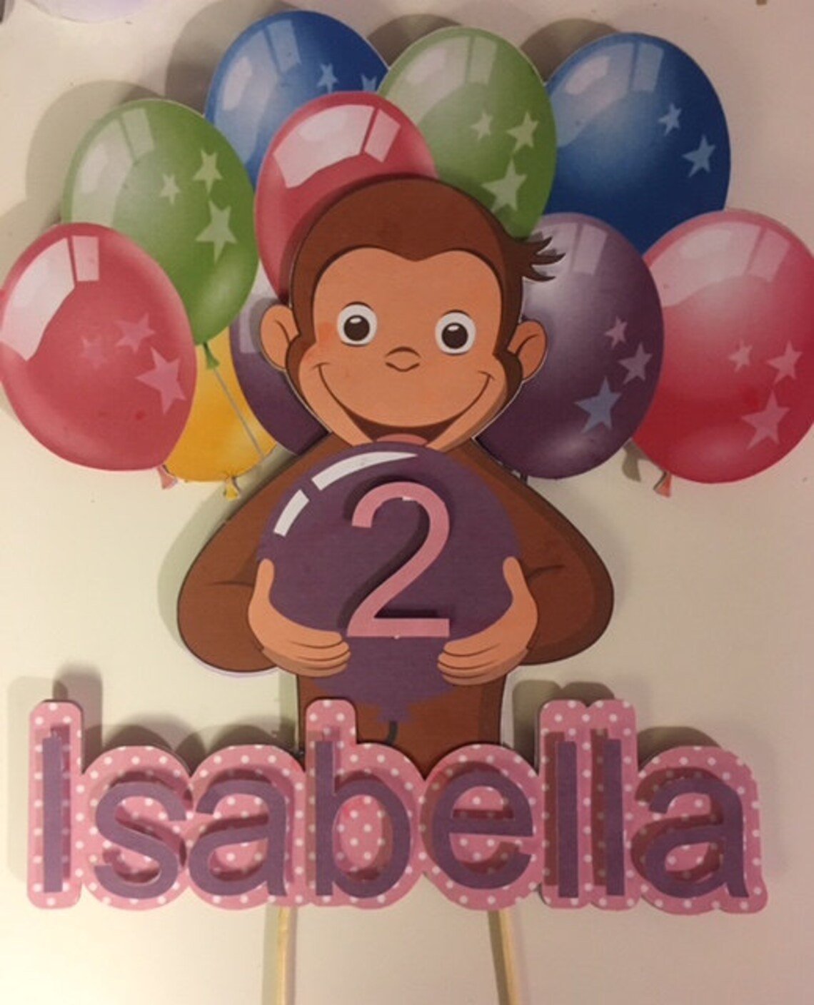 Curious George Cake Topper /personalized/ Girl - Etsy