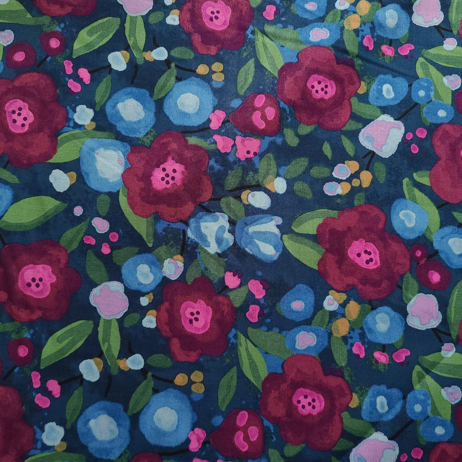 Marcus Fabrics Las Flores Nancy Rink Designs R150976 Blue | Etsy