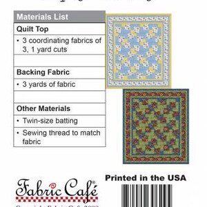 Fabric Cafe 3 Yard Quilt Pattern Topsy Turvey - Etsy