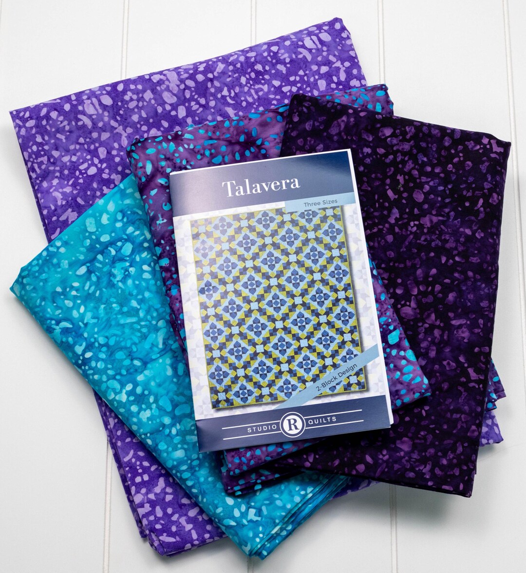 Talavera Quilt Kit 63" X 81" Studio R Quilting, Purple & Aqua Batik ...