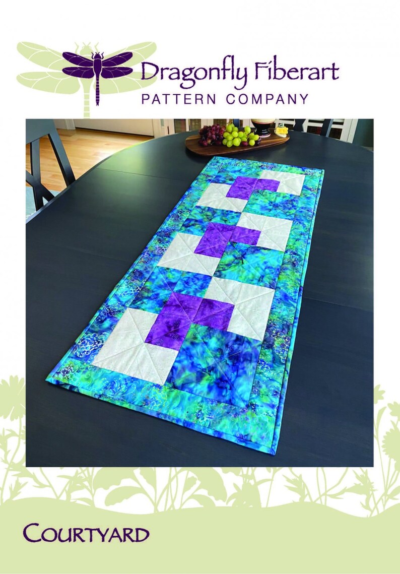 Courtyard Table Runner Quilt PATTERN by Dragonfly Fiberart - Etsy