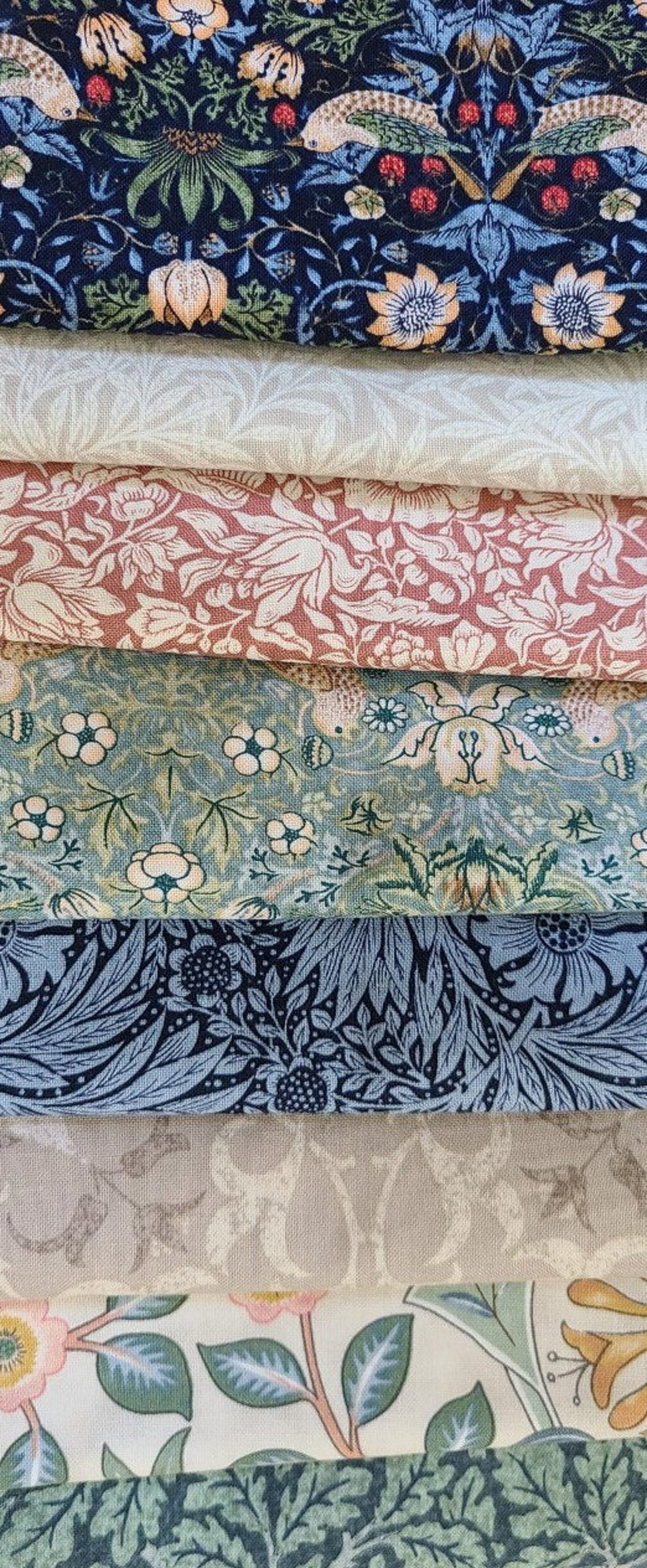 William Morris & Co Fabric Assorted Fat Quarter Bundle Mallow | Etsy