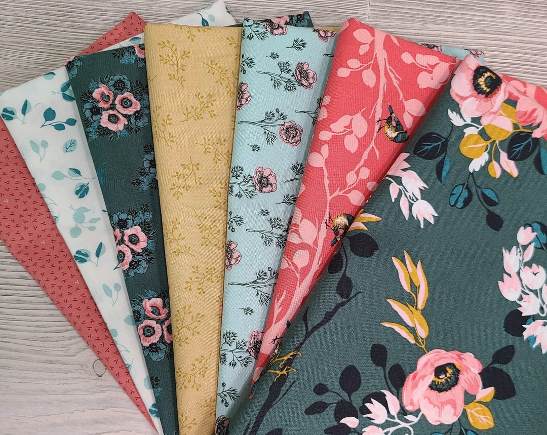 Riley Blake Porch Swing 7 Piece Half Yard Floral Fabric Bundle Ashley ...