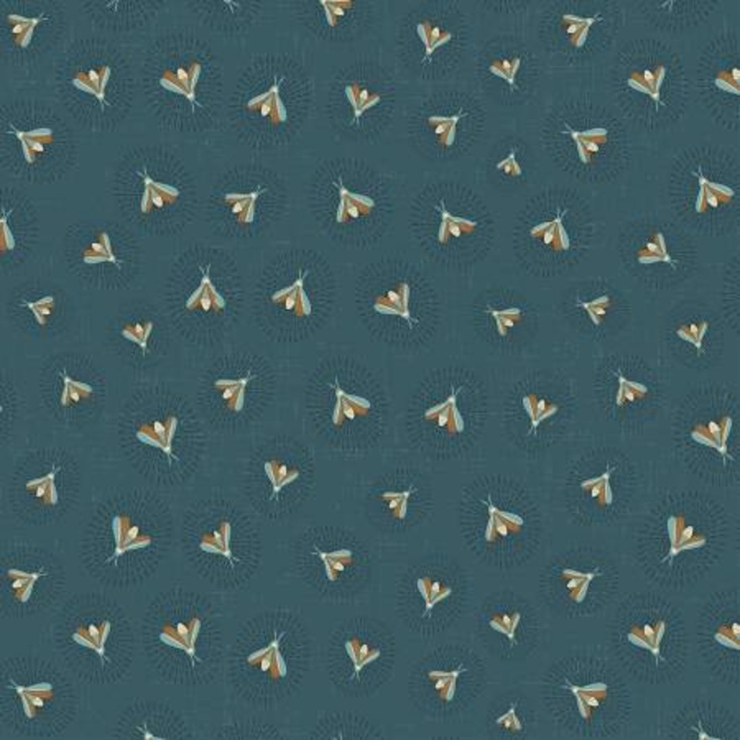 Poppie Cotton Moonbeam Dreams Fireflies Night Blue Fabric by Amanda ...