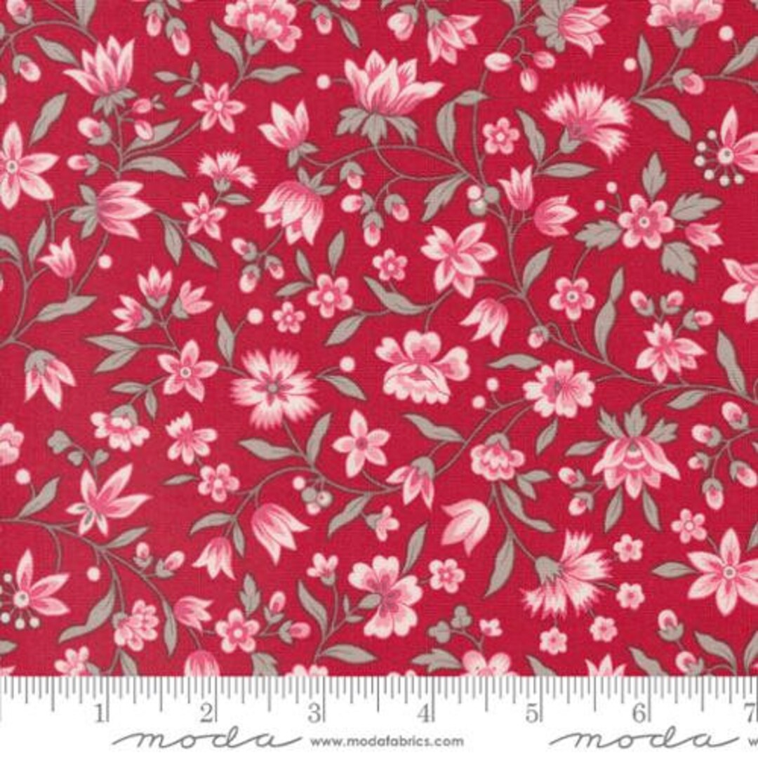 Moda My Summer House Red and Pink Floral Fabric by Bunny Hill Designs - Etsy