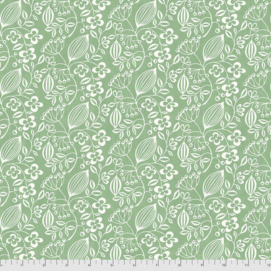 Scion Esala Sorbus Green Floral Fabric for Freespirit - Etsy