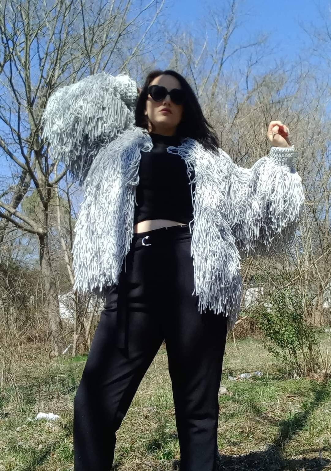 Gray and Silver Shag Jacket - Etsy