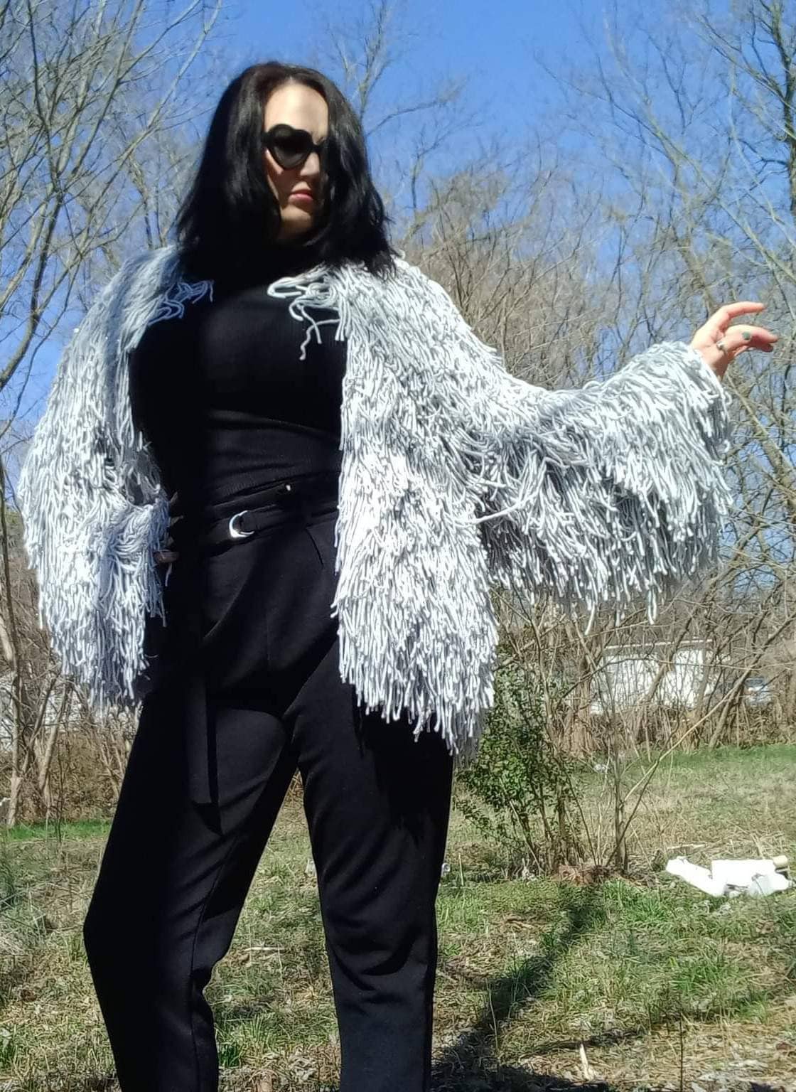 Gray and Silver Shag Jacket - Etsy