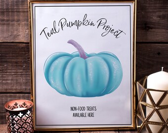 Printable Halloween Teal Pumpkin Project Sign Allergy Safe - Etsy
