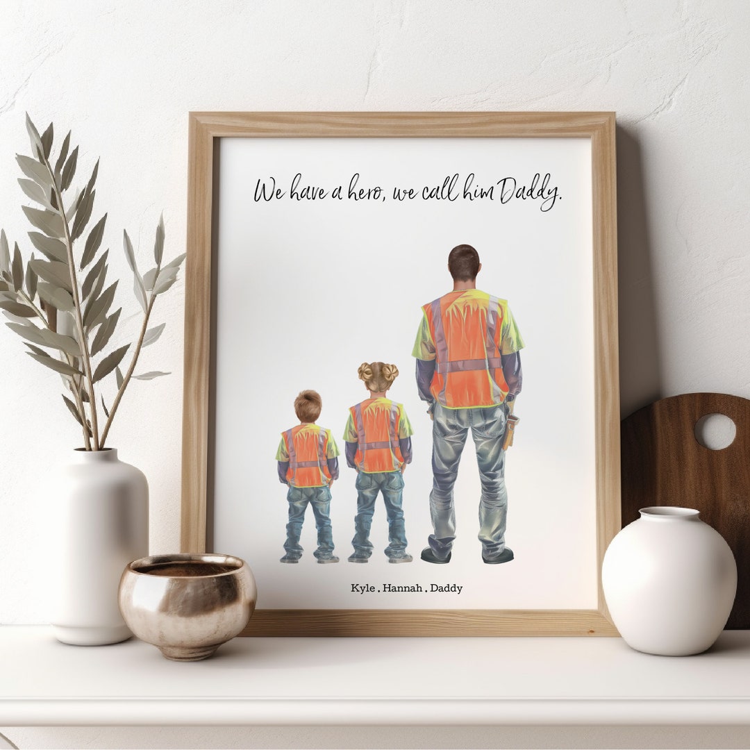 Personalized Construction Worker Dad Digital Print - Father's Day Gift ...