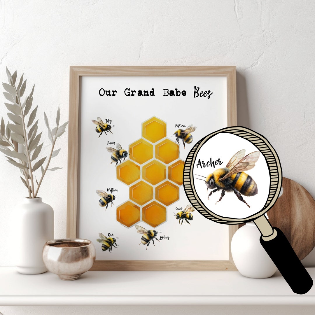 Custom Digital Bee Family Print, Bumble Bee Art, Bee Decor, Bee Gift ...