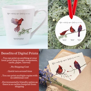Cardinal Memorial Digital Print, Cardinal Memorial, Memorial Gift, in ...