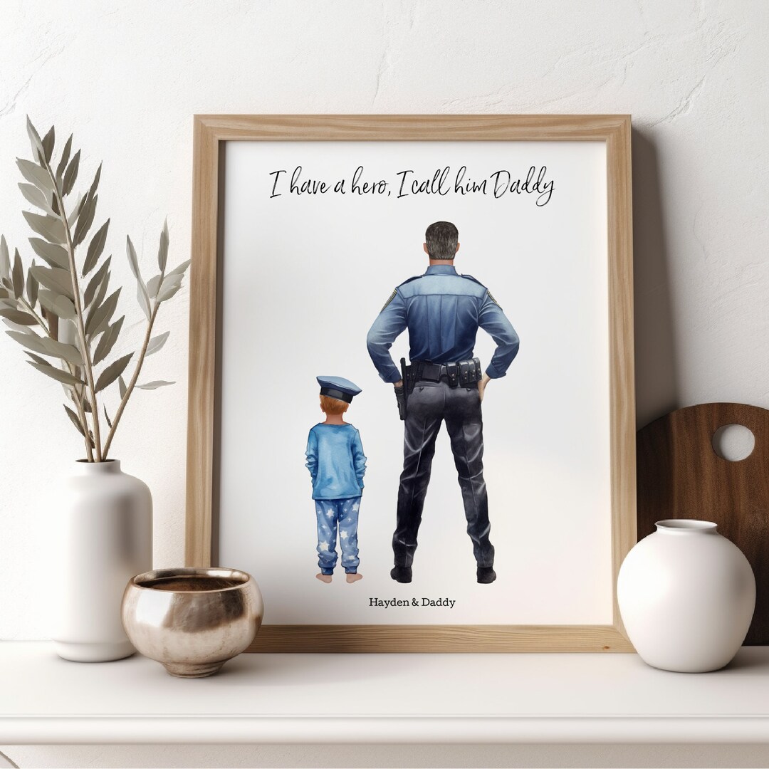 Personalized Police Officer Dad Digital Print - Father's Day Gift ...