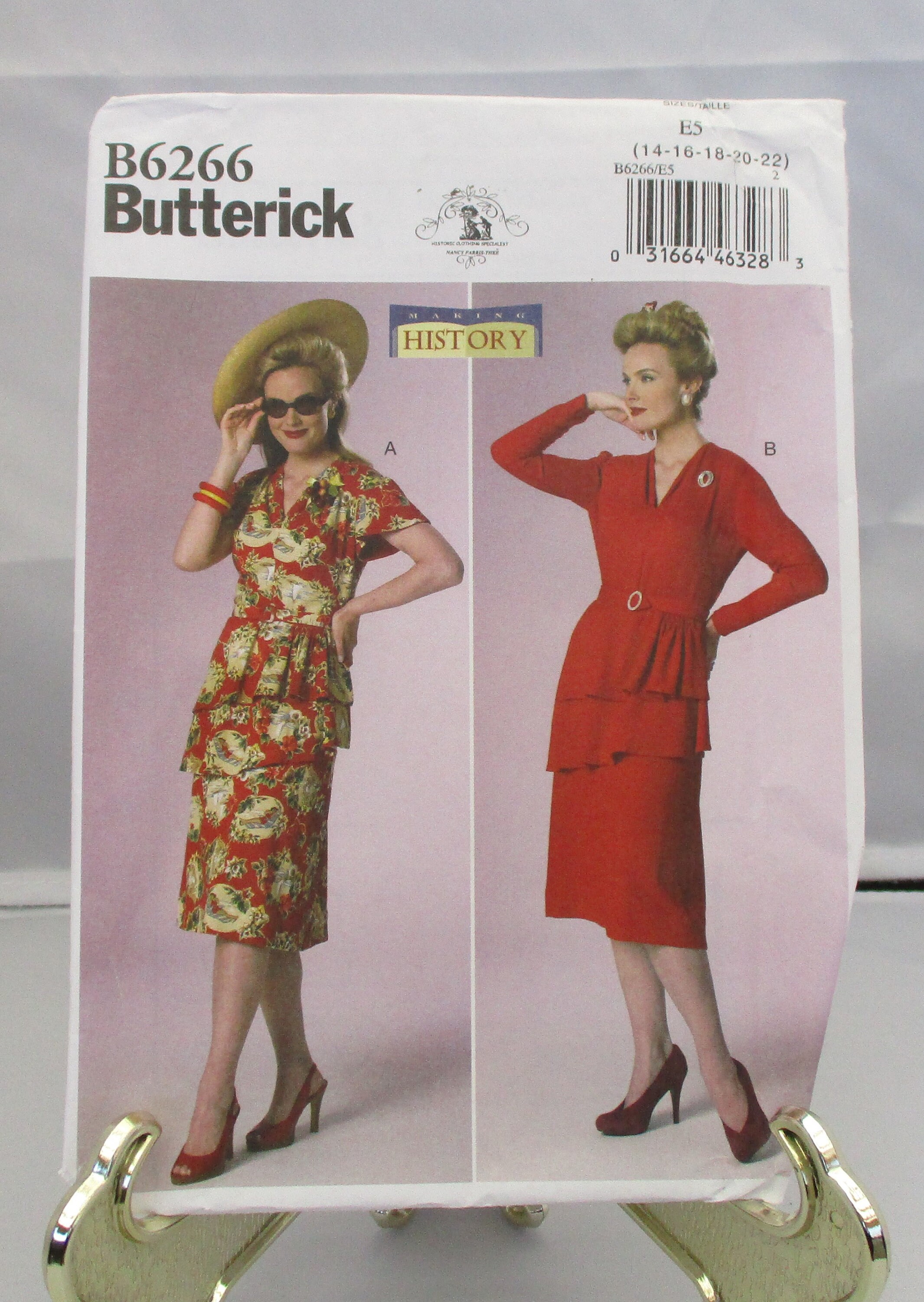 BUTTERICK History Costume Dress Pattern Uncut Size 6-14 6266 - Etsy