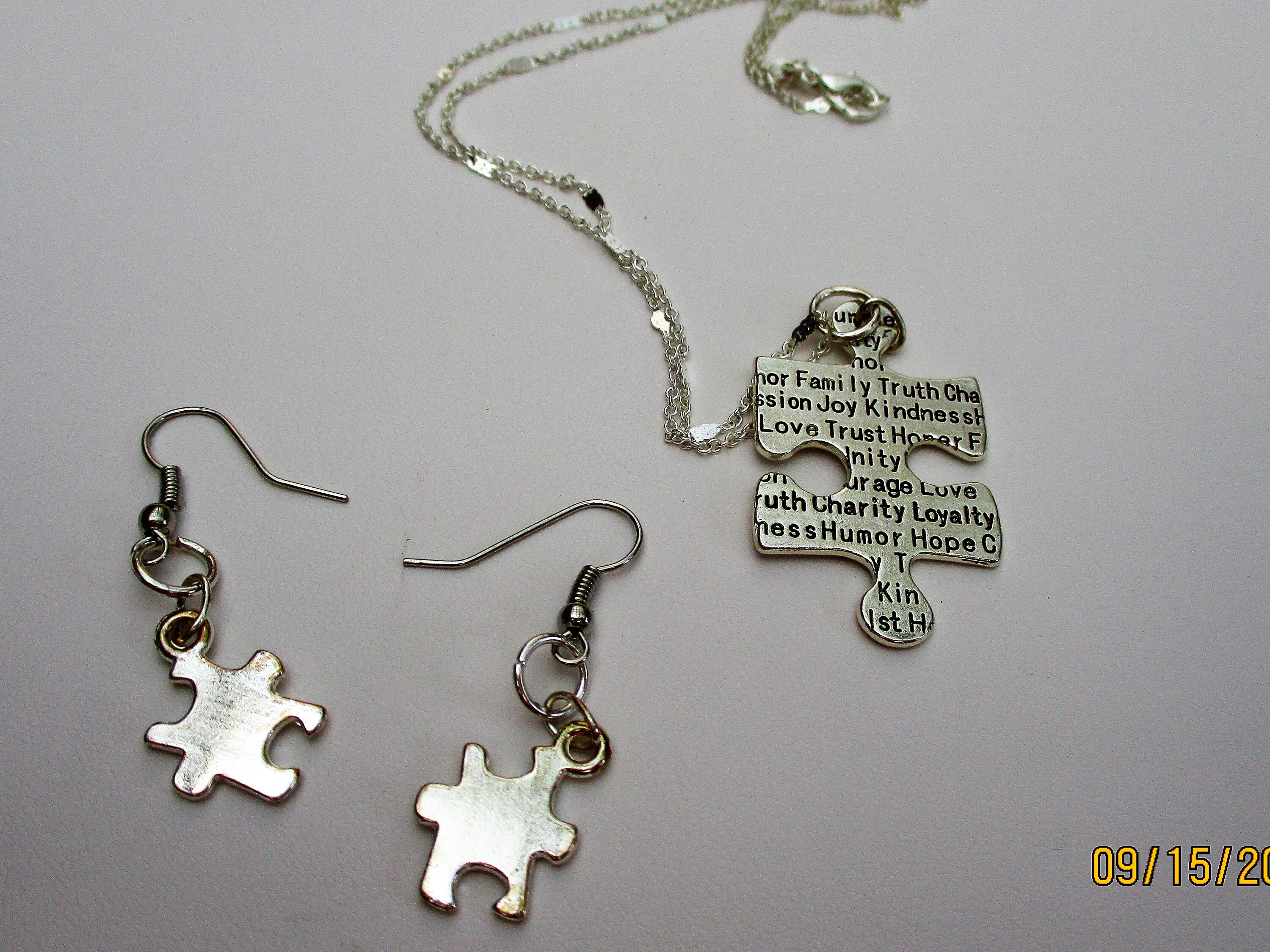 JIG SAW NECKLACE, Earrings, Puzzle Pieces, Gift for Her, Mecklace Set ...
