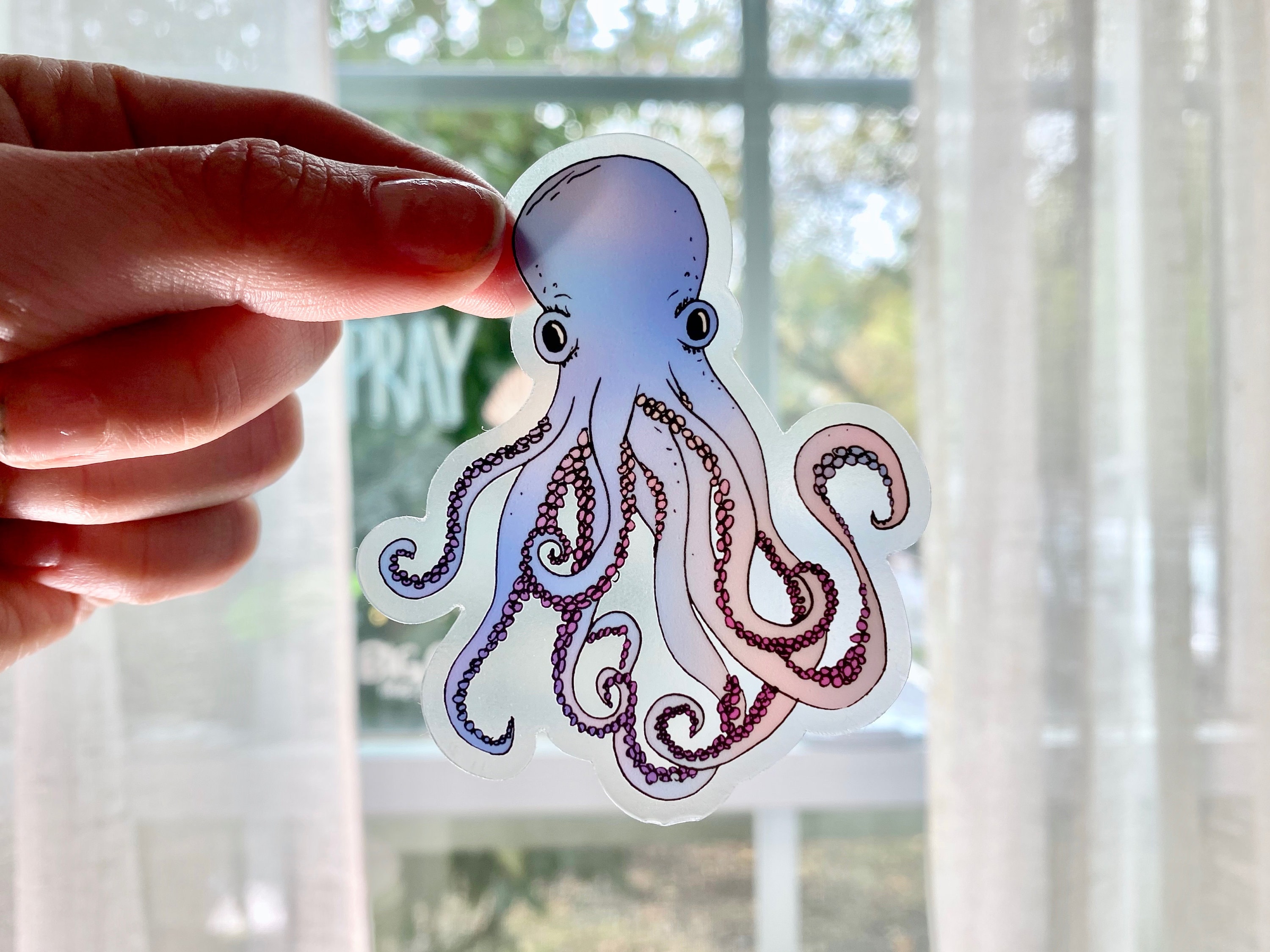 Octopus Clear Sticker Cute Octopus/squid Sticker Sea - Etsy