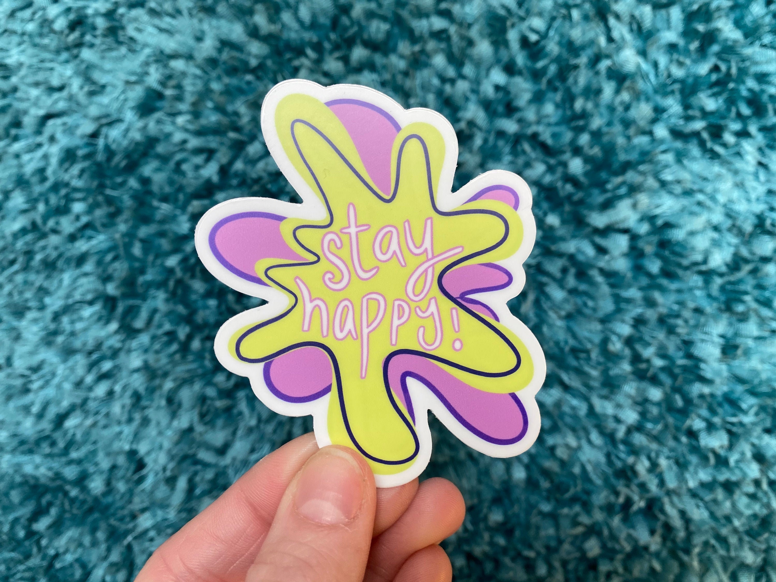 Stay Happy Sticker Positivity Stickers Happy Stickers | Etsy