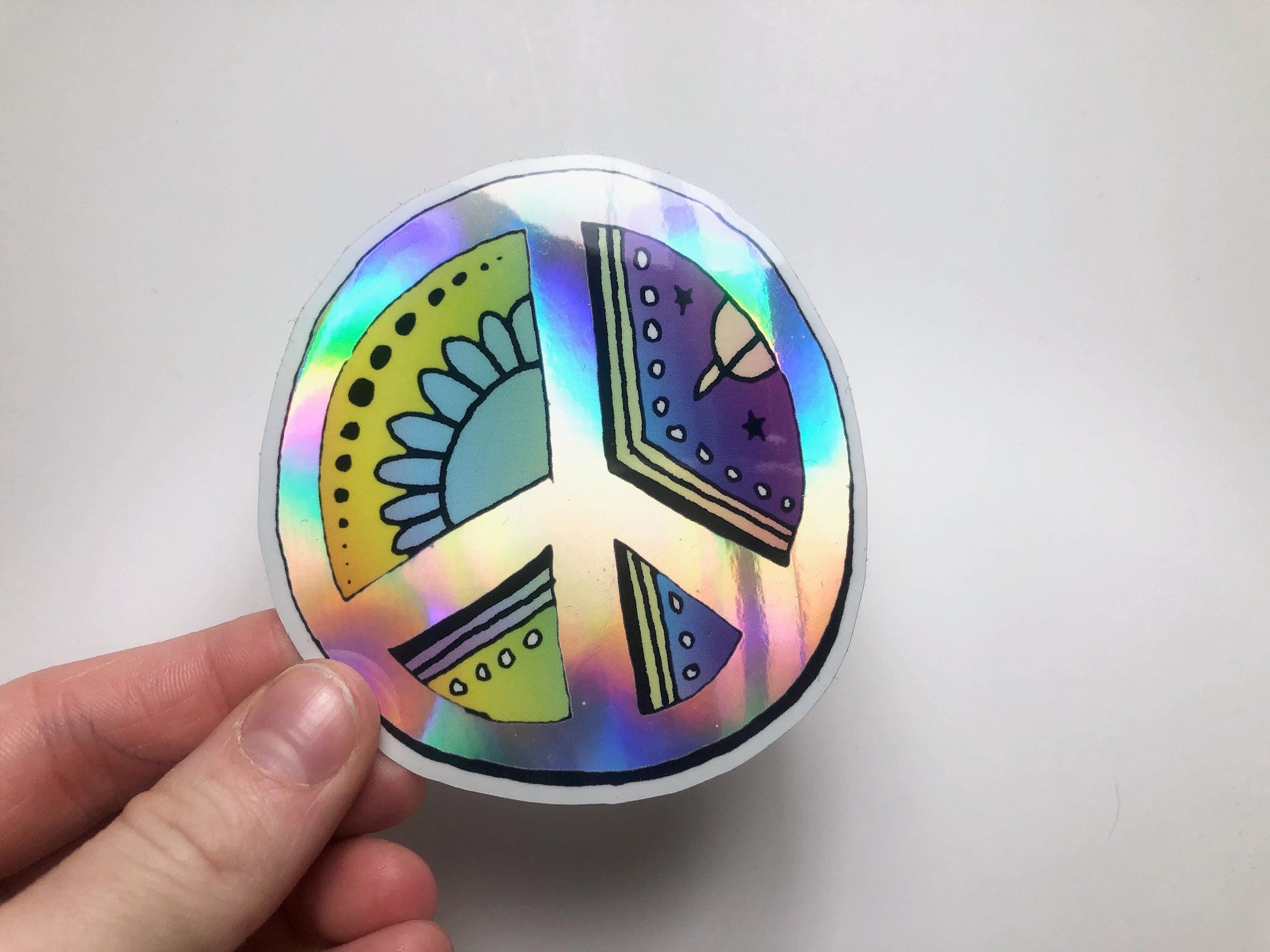 Peace Sign Sticker Retro 70s Holographic Metallic Waterproof - Etsy