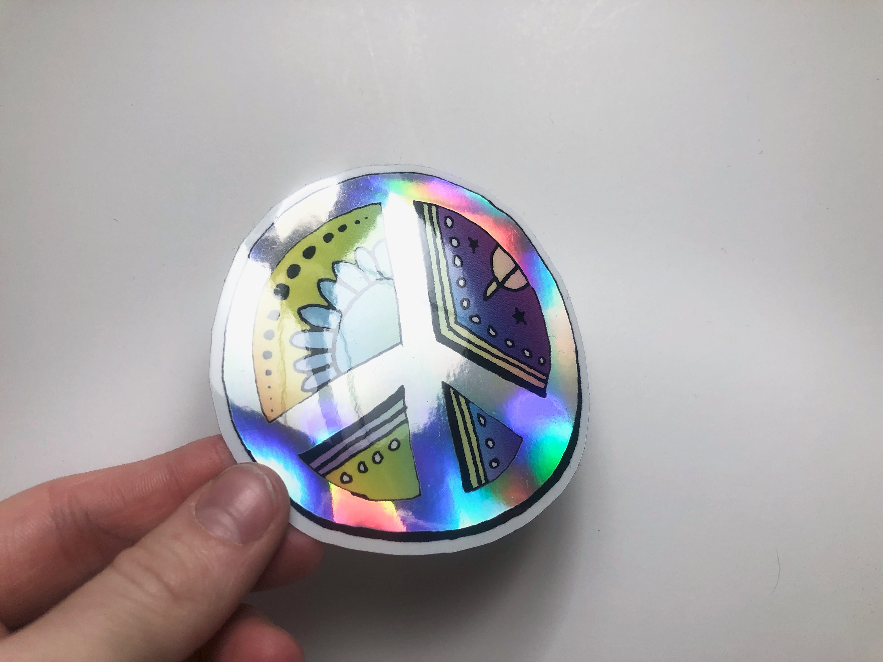 Peace Sign Sticker Retro 70s Holographic Metallic Waterproof | Etsy