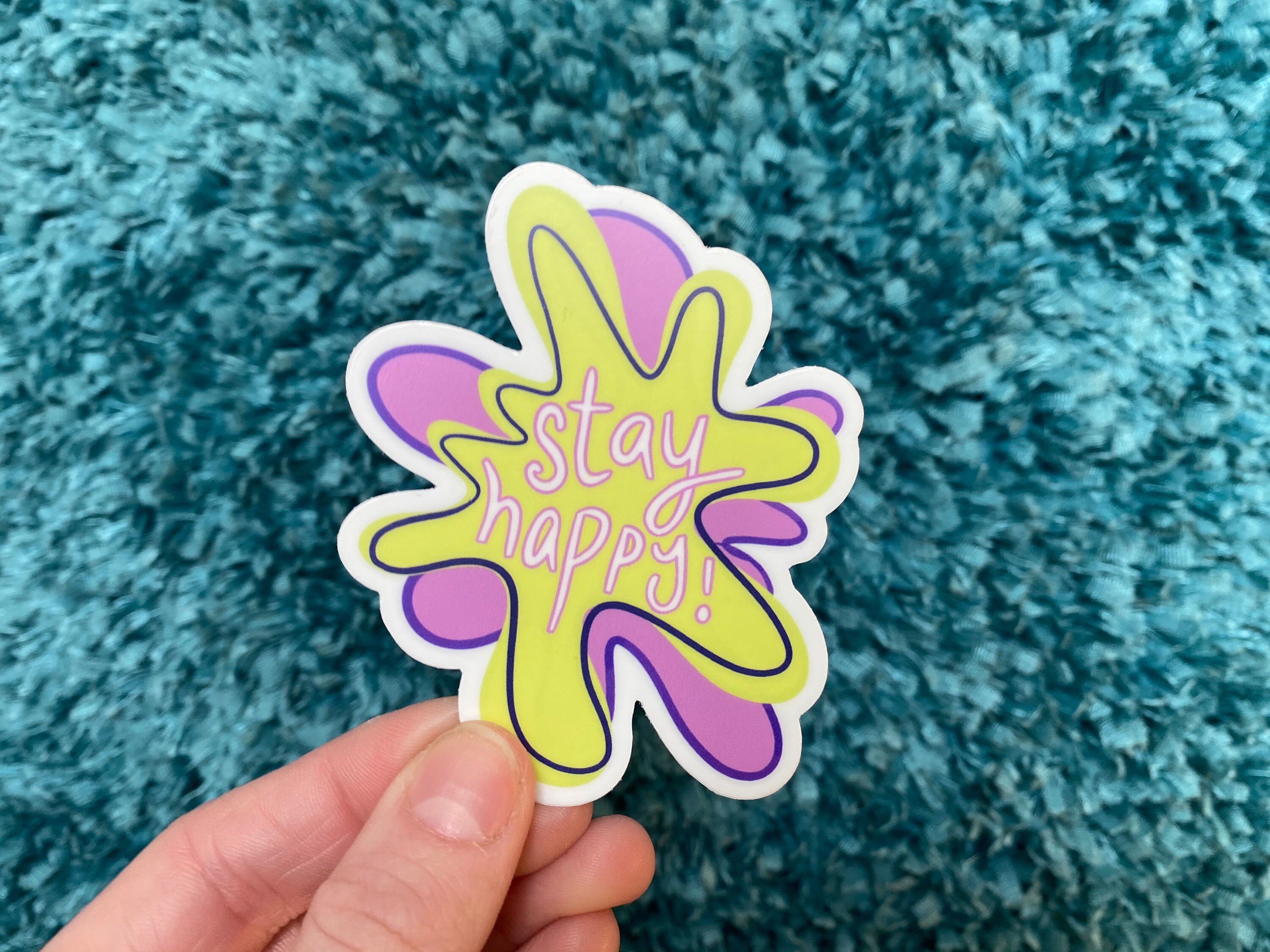 Stay Happy Sticker Positivity Stickers Happy Stickers | Etsy
