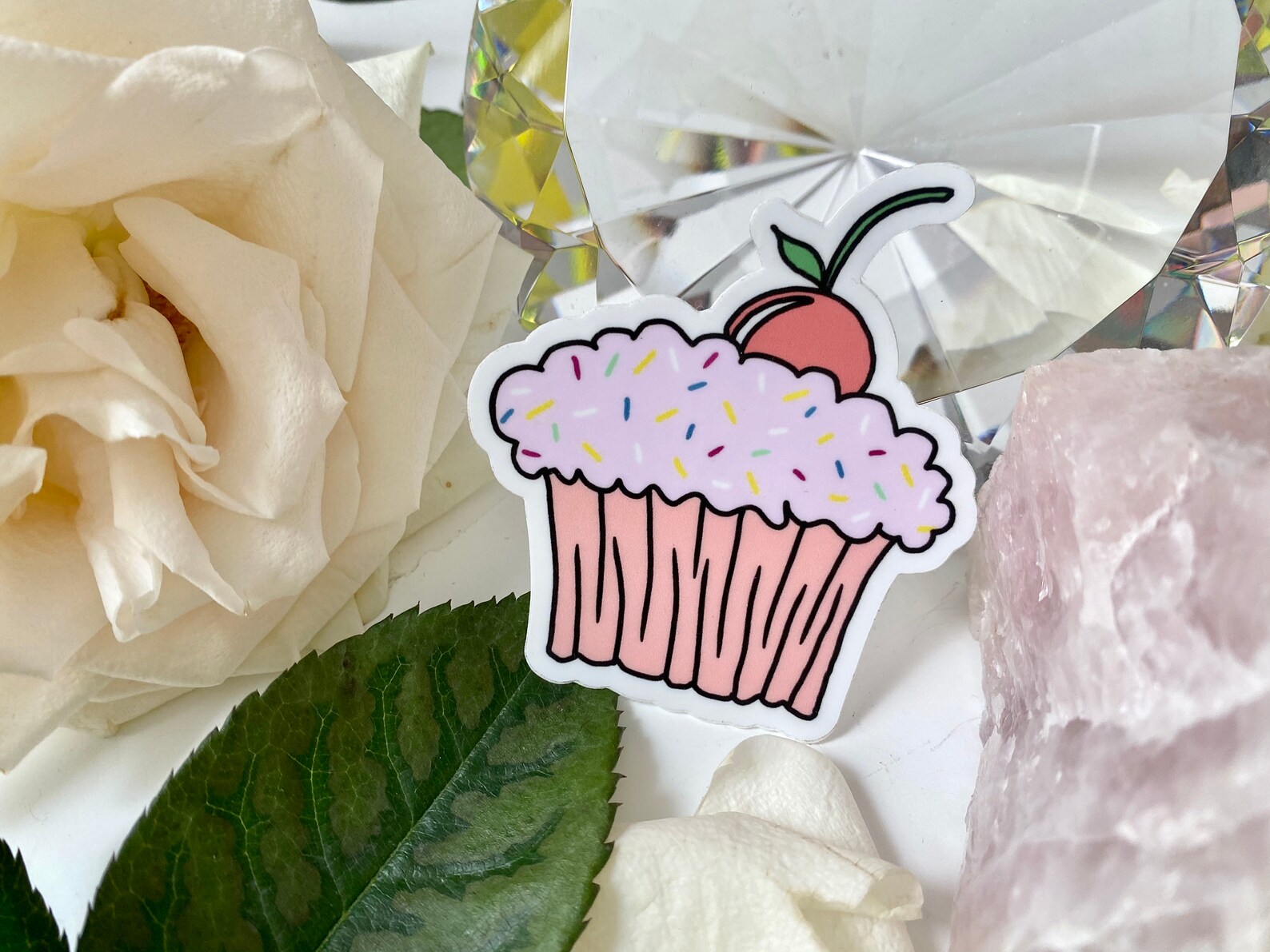 Cute Cupcake Sticker Cartoon Cupcake & Cherry Waterproof and - Etsy