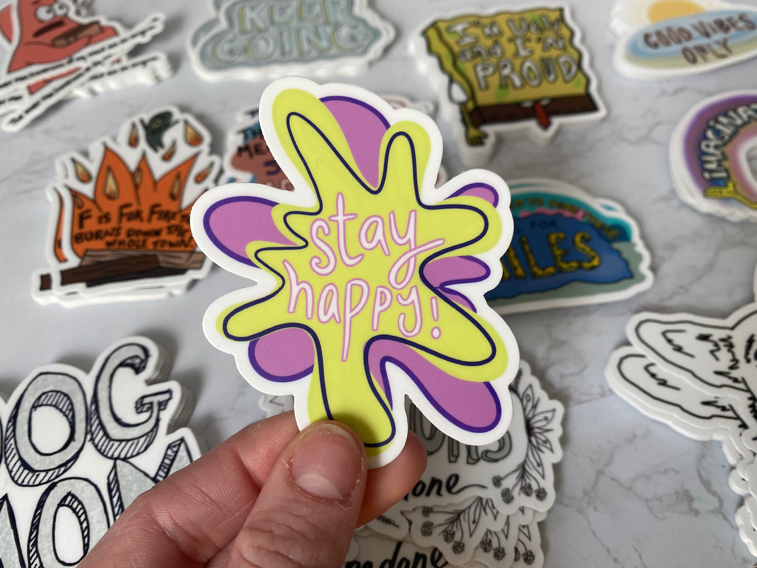 Stay Happy Sticker Positivity Stickers Happy Stickers | Etsy