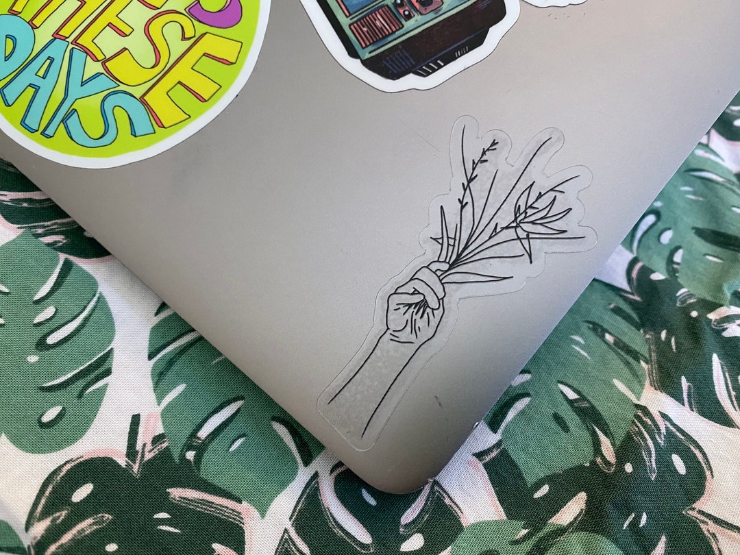 Clear Flower Sticker Hand Holding Flowers Floral Sticker - Etsy
