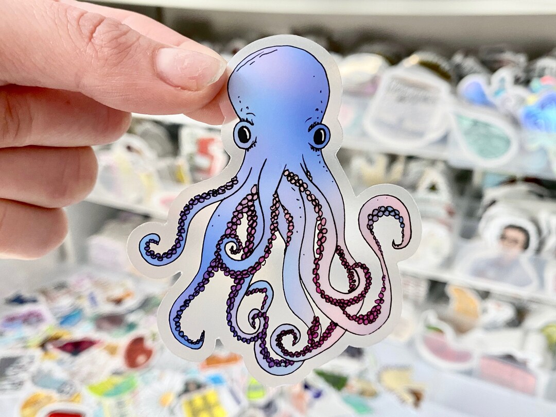 Octopus Clear Sticker, Cute Octopus/squid Sticker, Sea Creatures ...