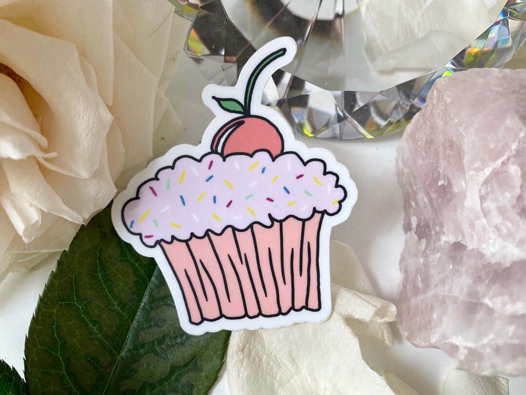 Cute Cupcake Sticker Cartoon Cupcake & Cherry Waterproof and Durable ...