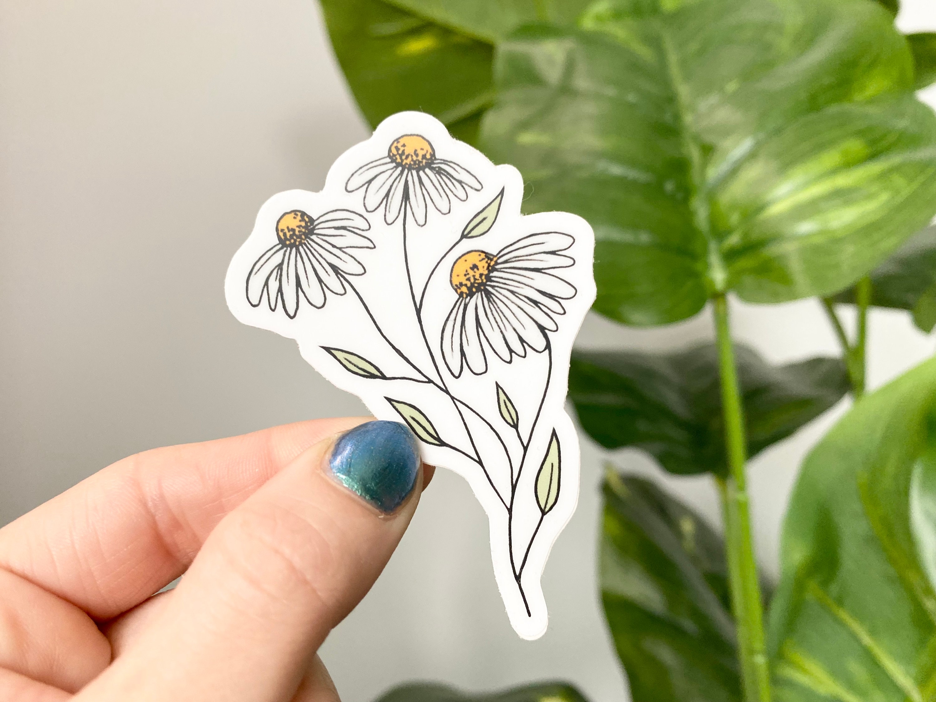 Waterproof Flower Sticker Cute Daisy Flower Water Bottle - Etsy