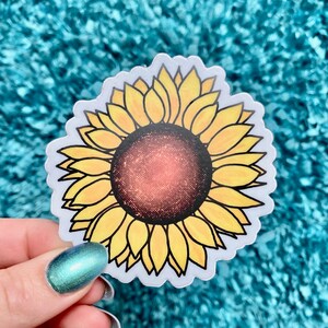 Yellow Sunflower Sticker, Cute Floral Sunflower Stickers, Stickers for ...