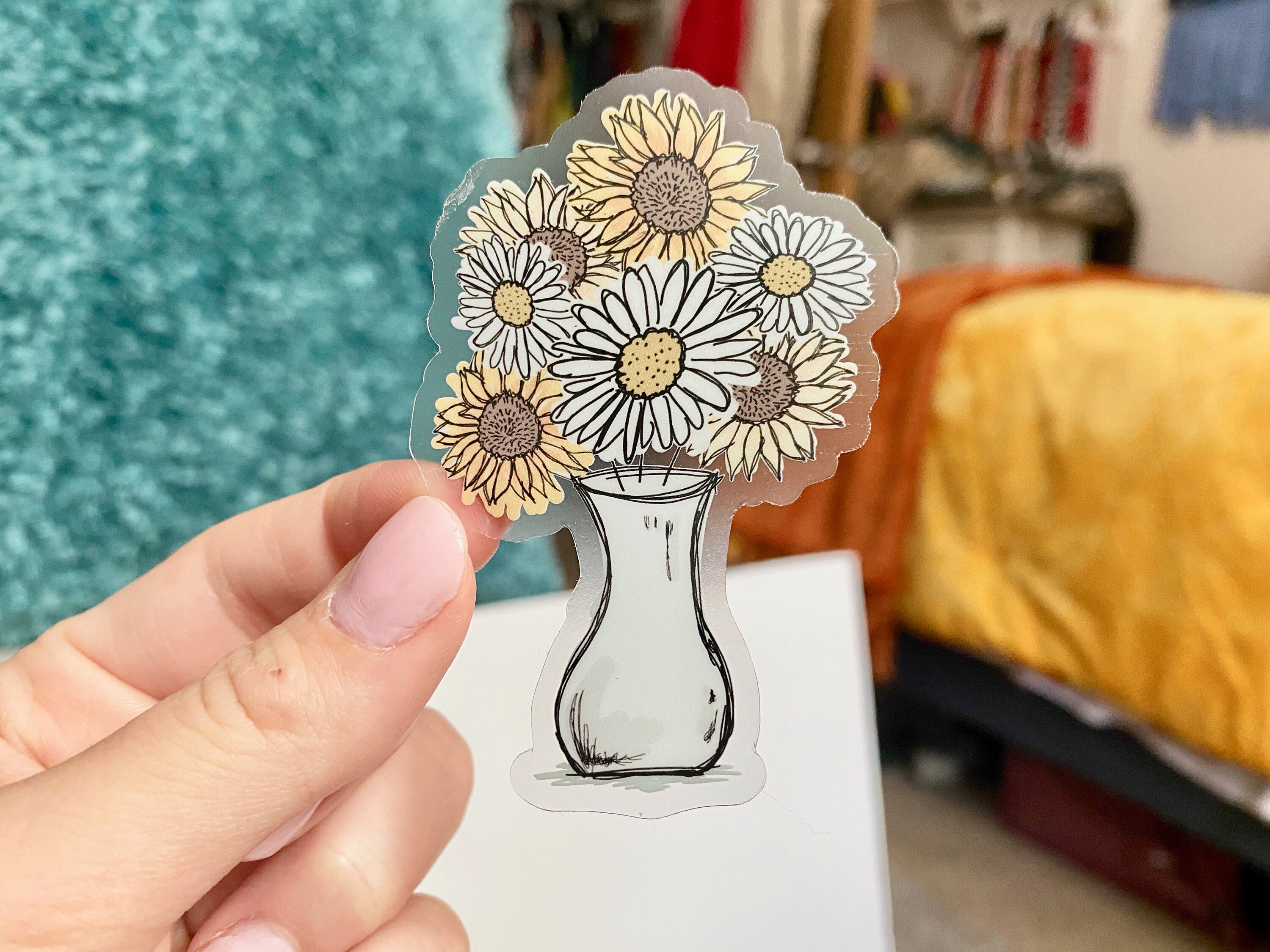 Flower Vase Sticker Daisies Sunflowers Sticker Cute Floral - Etsy