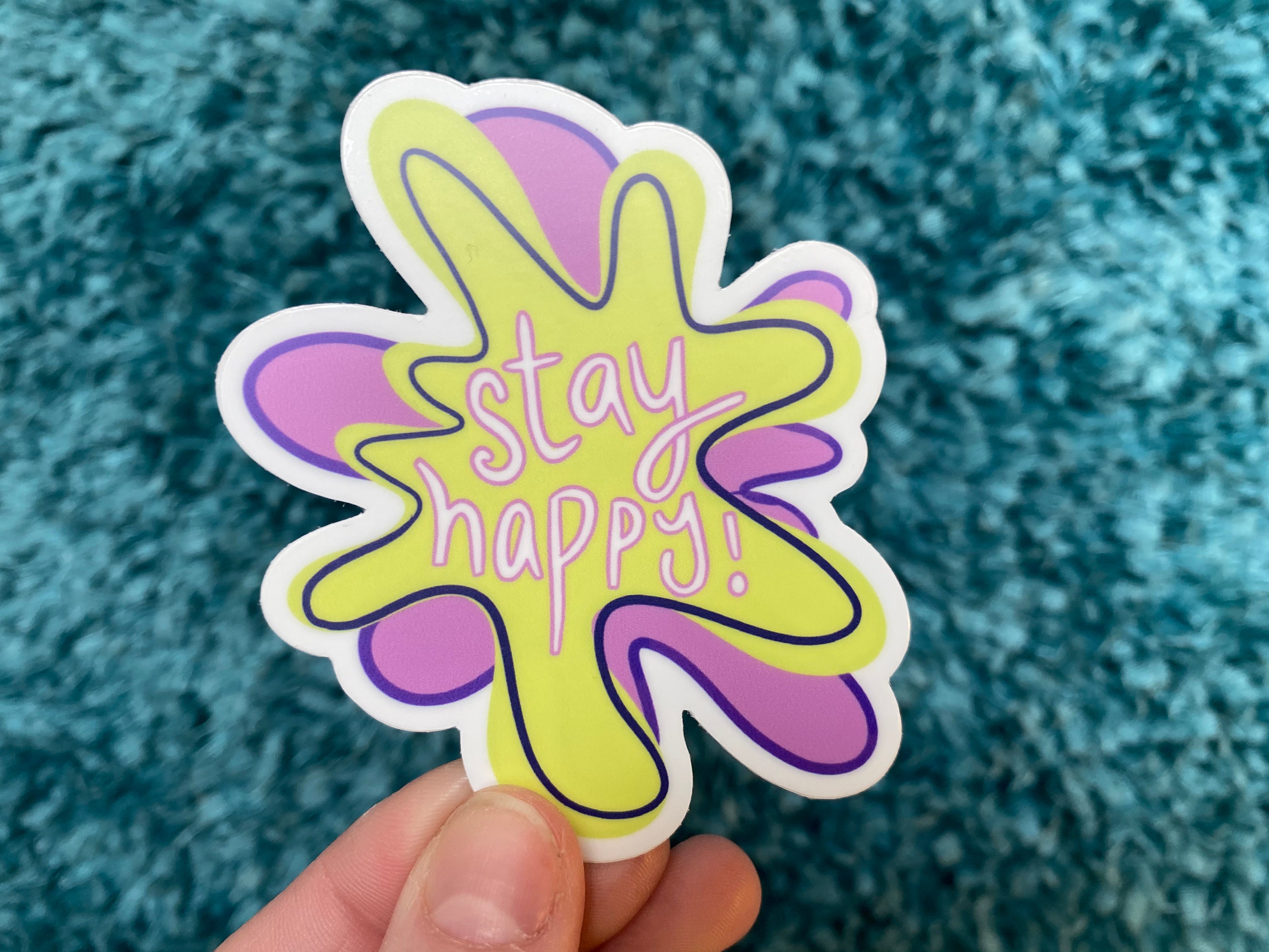 Stay Happy Sticker Positivity Stickers Happy Stickers | Etsy