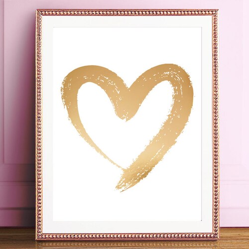 Gold Heart Foil Print Gallery Wall Heart Art Real Gold - Etsy