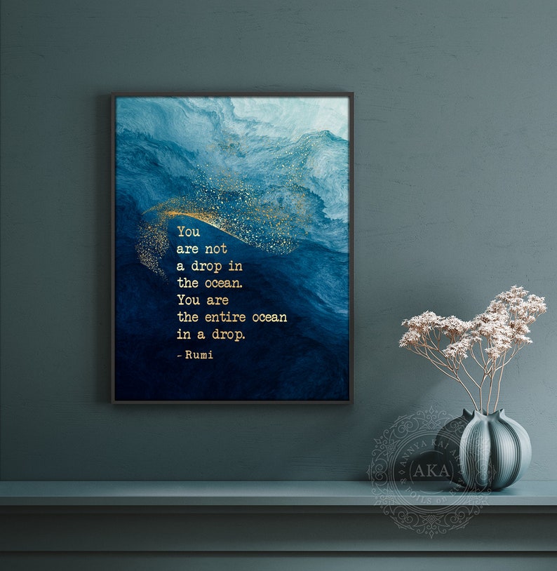 Ocean Theme Rumi Quote Inspirational Wall Art - You Are Not a Drop in ...