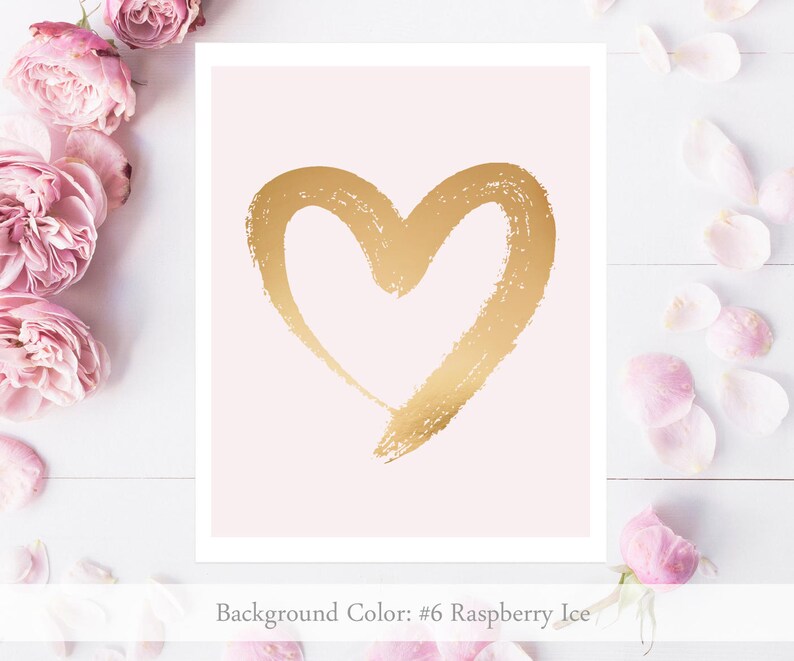 Heart Wall Art - Glam Decor, Gold Heart Print - Set of 2 Prints Real ...