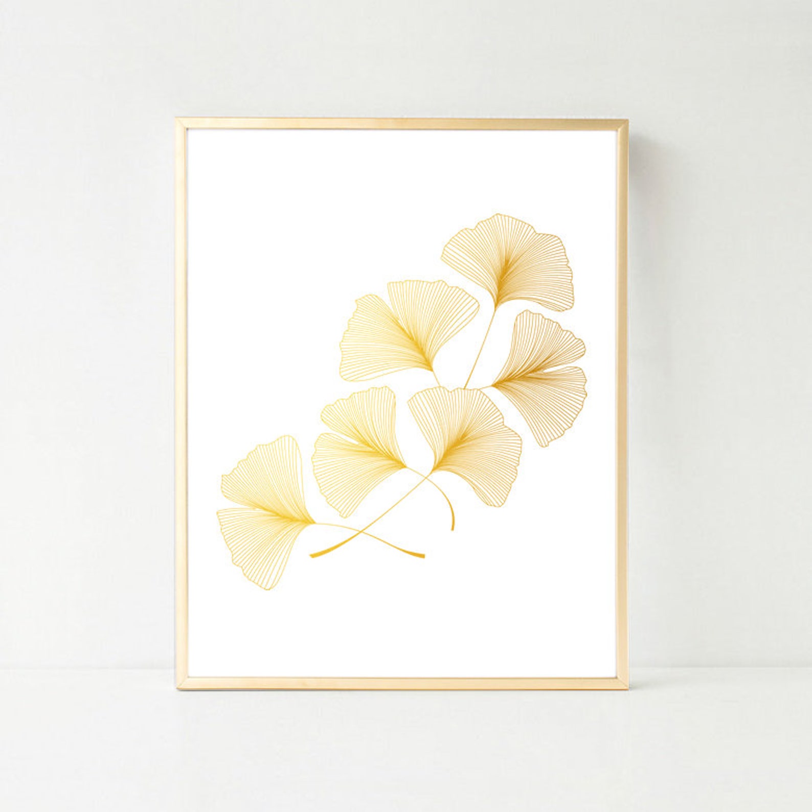 Ginkgo Leaf Print Gold Foil Print Ginko Leaf Print Wall - Etsy